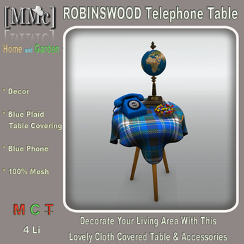 Second Life Marketplace - [MMc] ROBINSWOOD Telephone Table-Blue